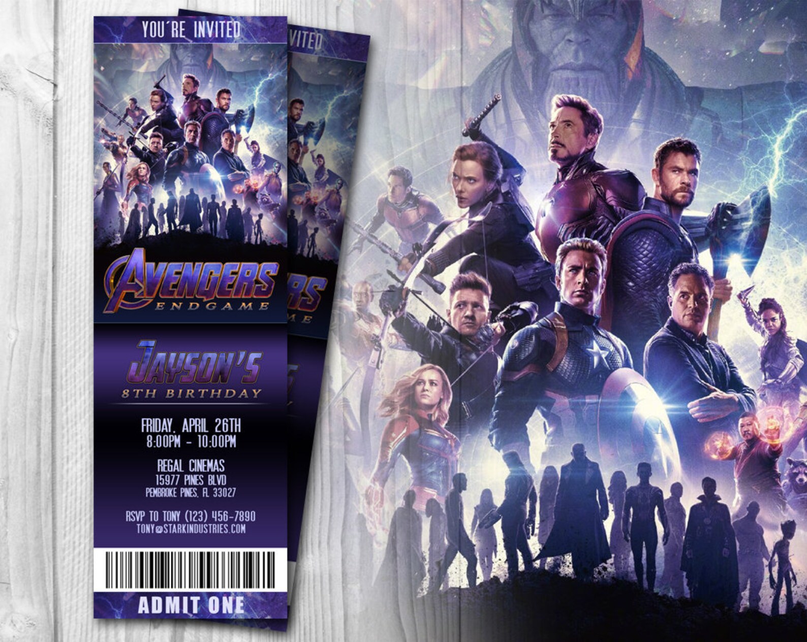 Avengers Endgame Movie Ticket Invitation, Avengers Invitation, Avengers ...