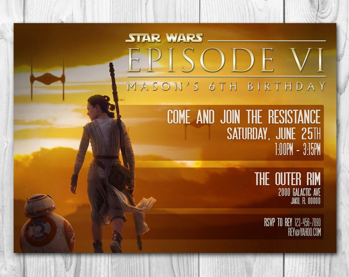 Star Wars Birthday Invitations the Force Awakens Invitations - Etsy