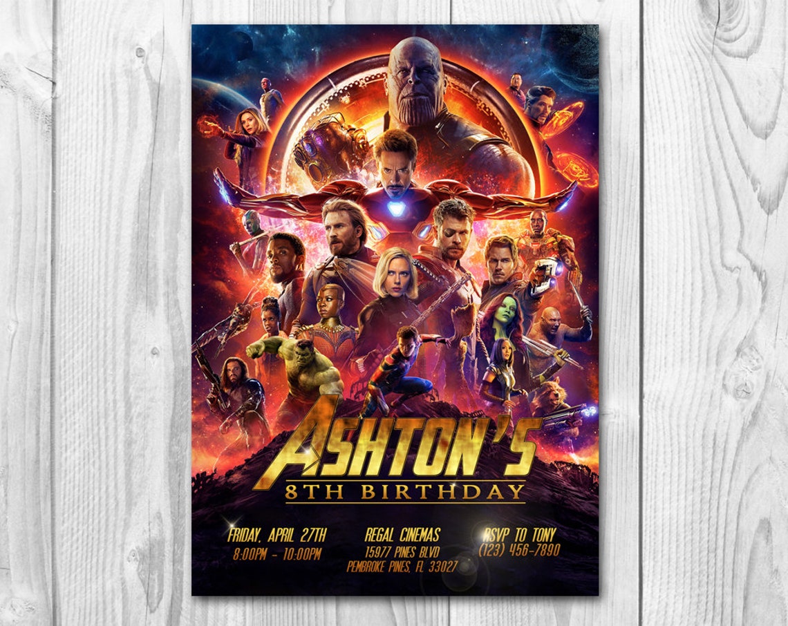Avengers Infinity War Invitation Avengers Invitation | Etsy