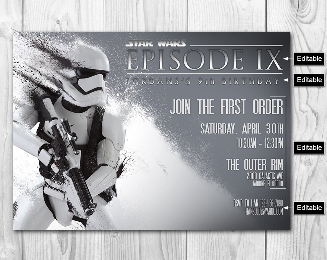 Star Wars Invitation Stormtrooper Invitation Star Wars - Etsy
