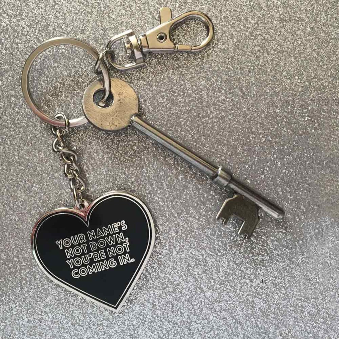 Heart Keychain, Rave Song Keyring, Black Hard Enamel Key Holder, 90s ...