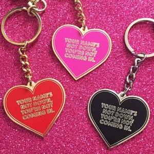 Heart Keychain, Rave Song Keyring, Red Hard Enamel Key Holder, 90s ...