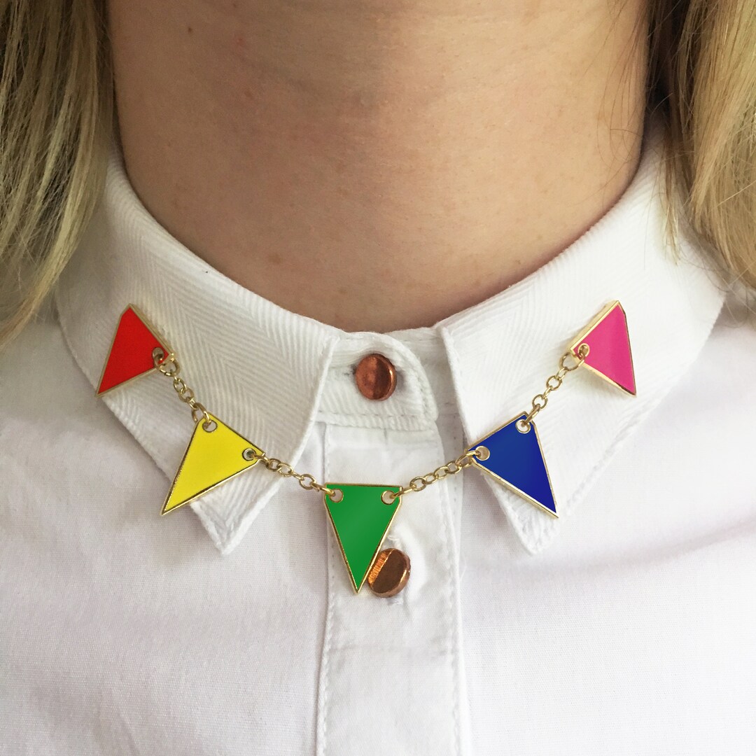 Rainbow Bunting Enamel Pin - Etsy