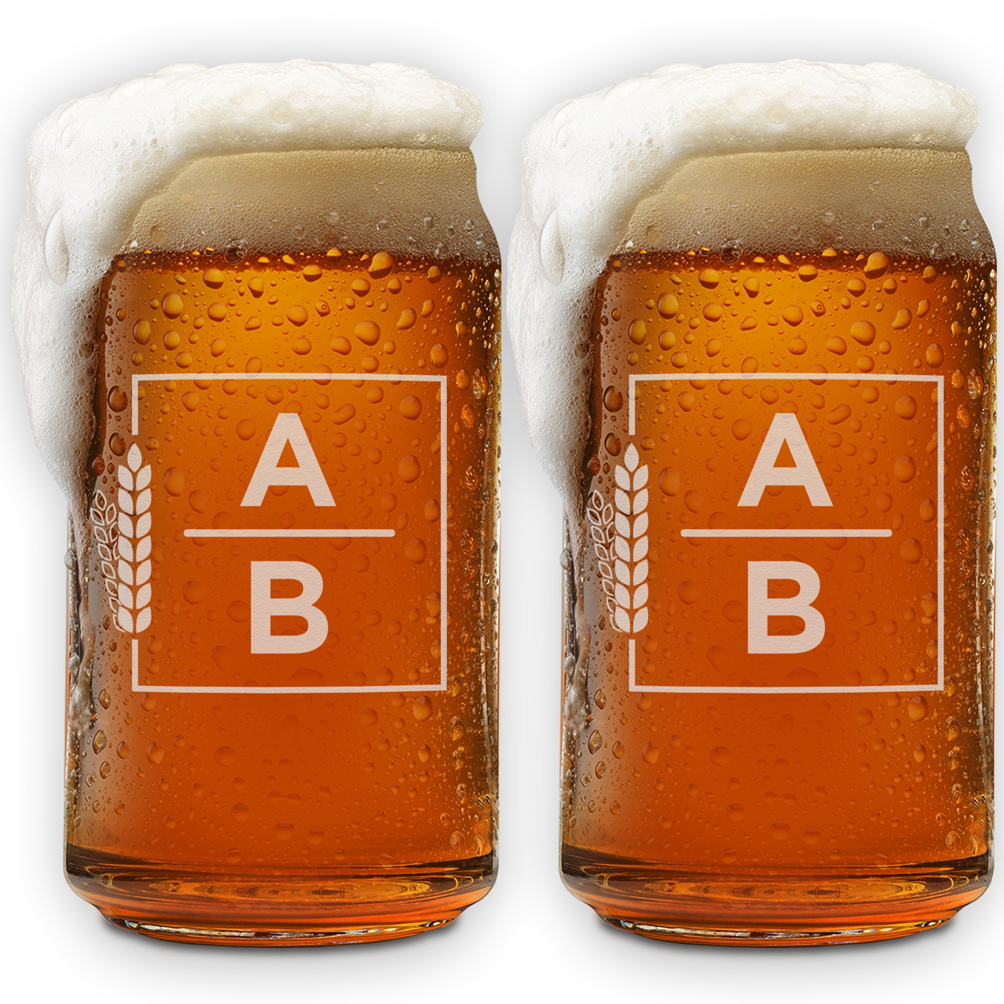 Monogram Beer Can Glasses Personalized Birthday T For Men Etsy
