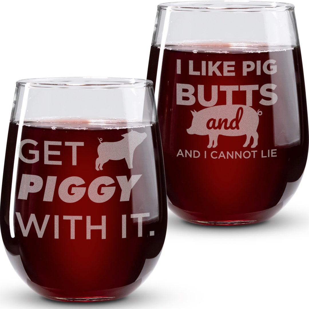 Pig Wine Glasses-get Piggy With It-gifts for Pig Lovers-funny Pigs ...