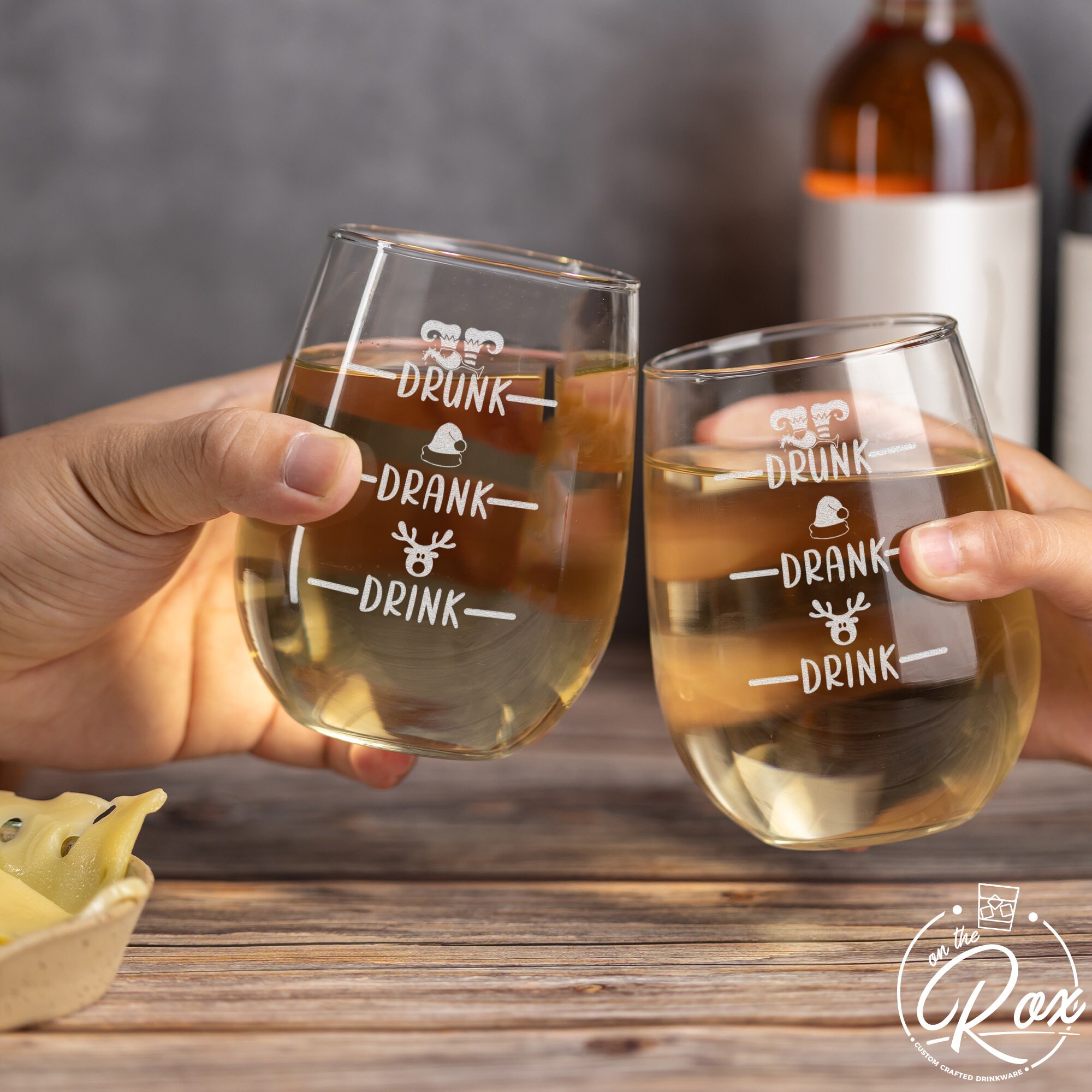 Christmas Wine Glasses-drink Drank Drunk-christmas Gifts for - Etsy