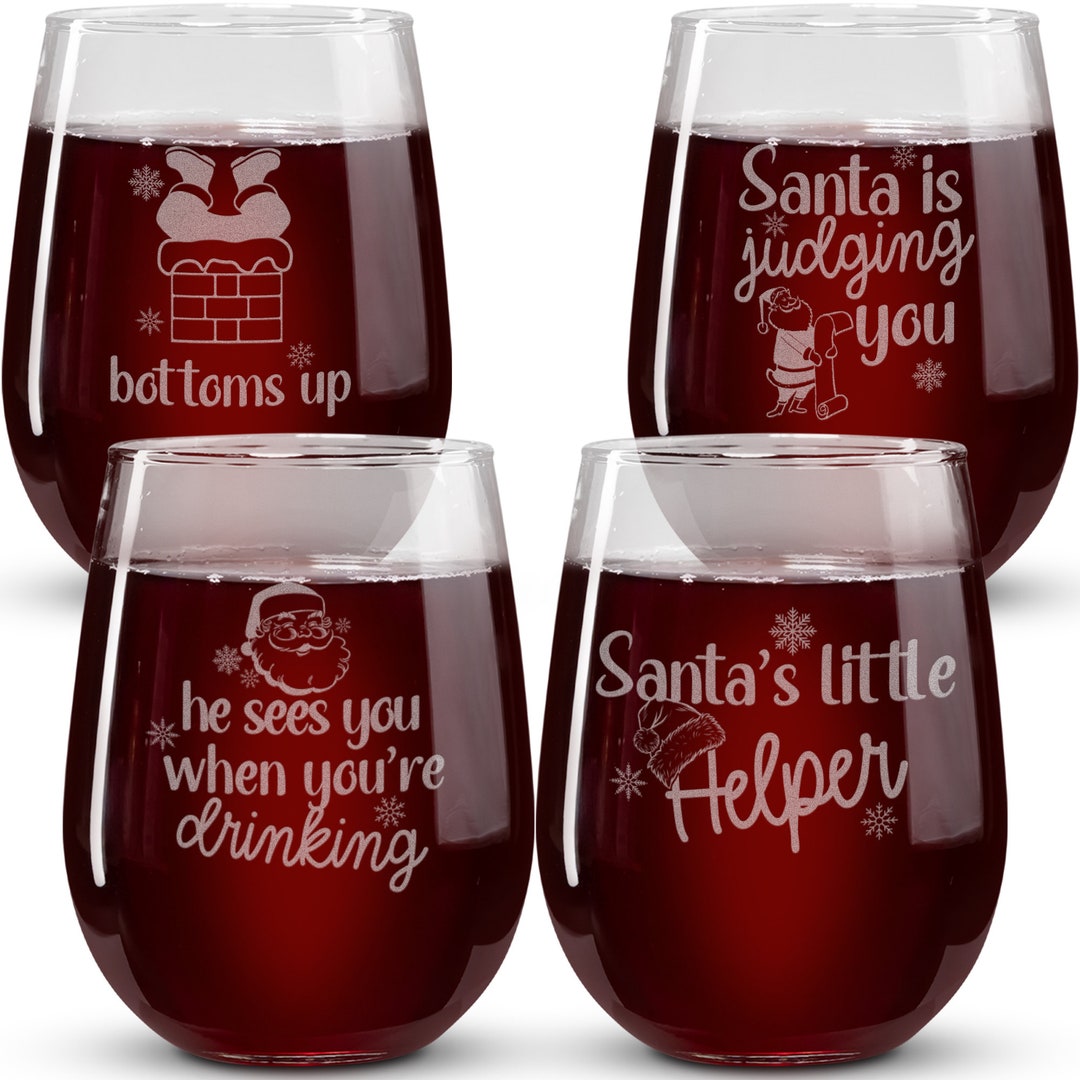 Funny Christmas Wine Glasses