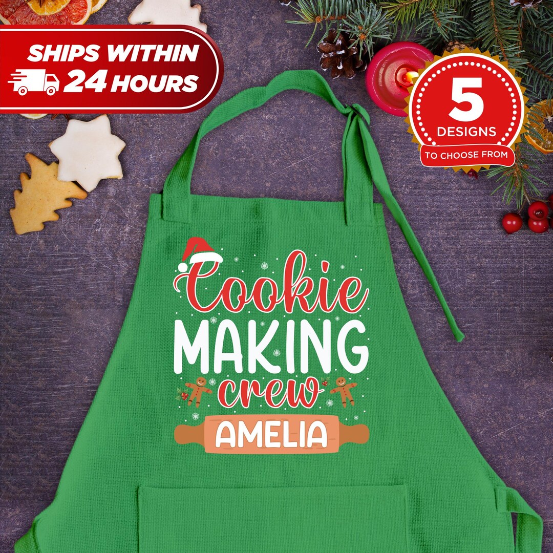 Personalized Cookie Making Crew Apron-kids Christmas Aprons-custom Kids ...