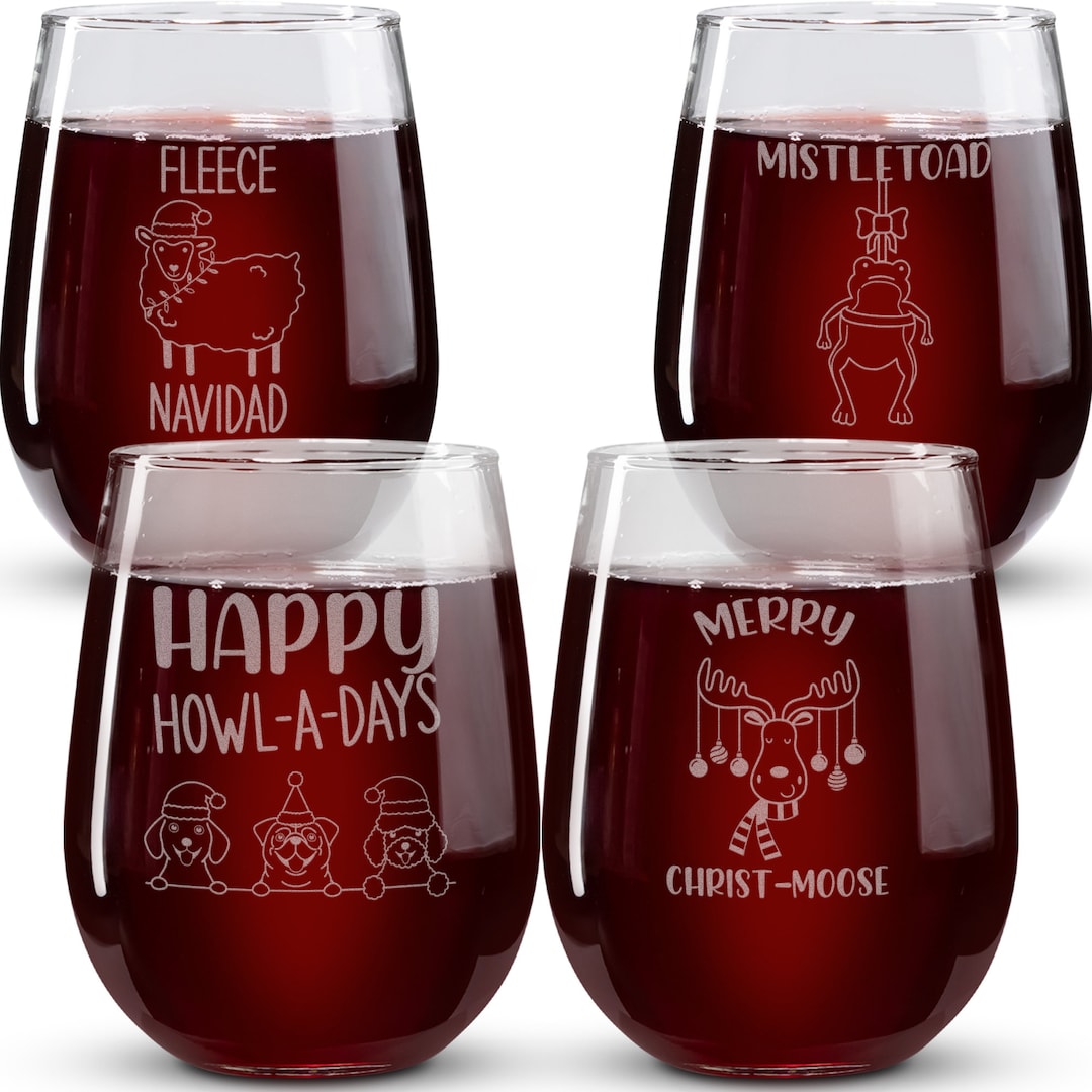 Funny Christmas Wine Glasses