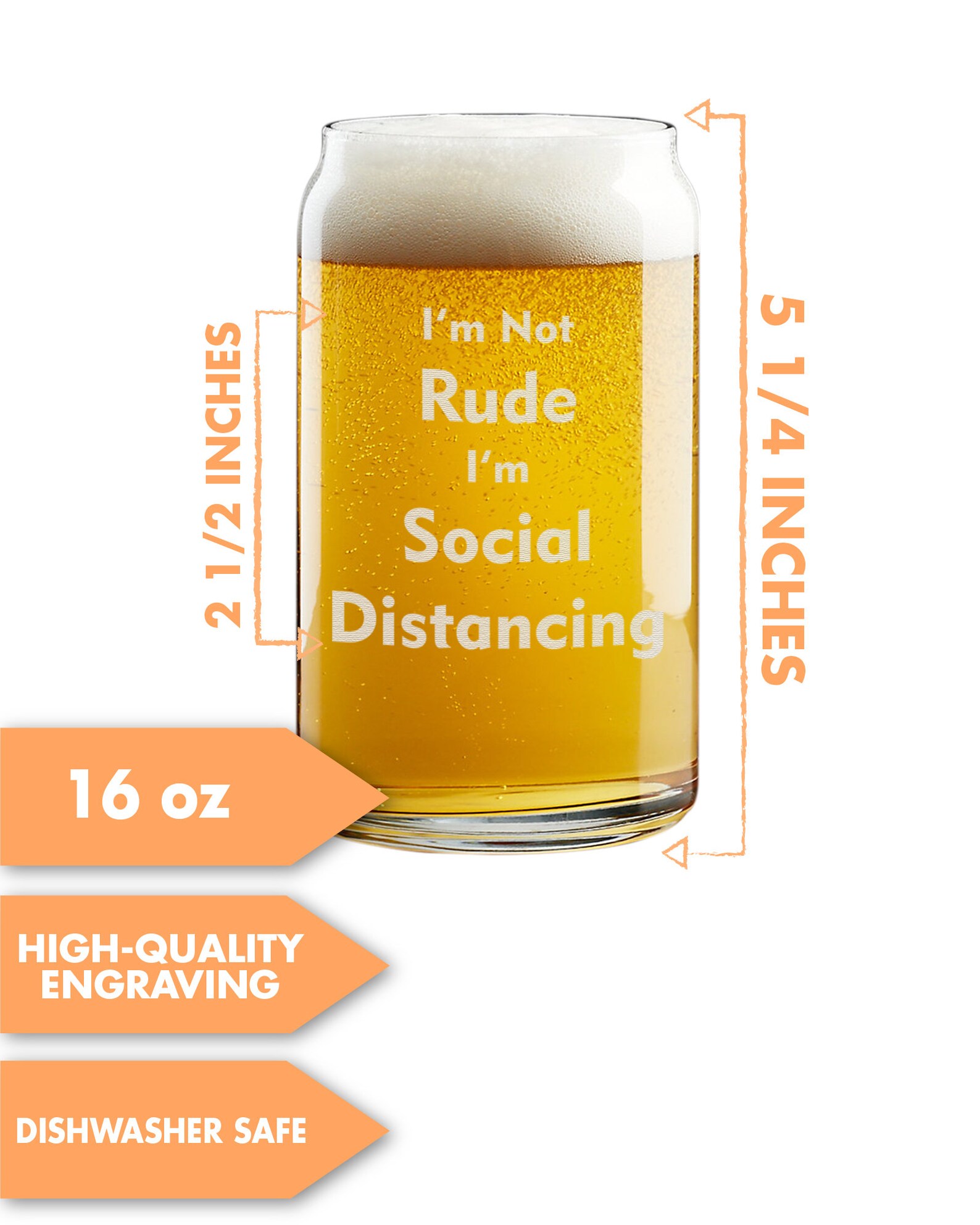 I'm Not Rude I'm Social Distancing-16 Oz. Beer Can Glass-beer Gifts for ...