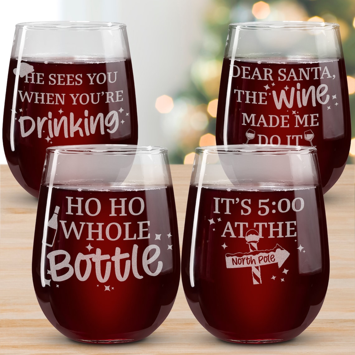 Funny Christmas Wine Glasses