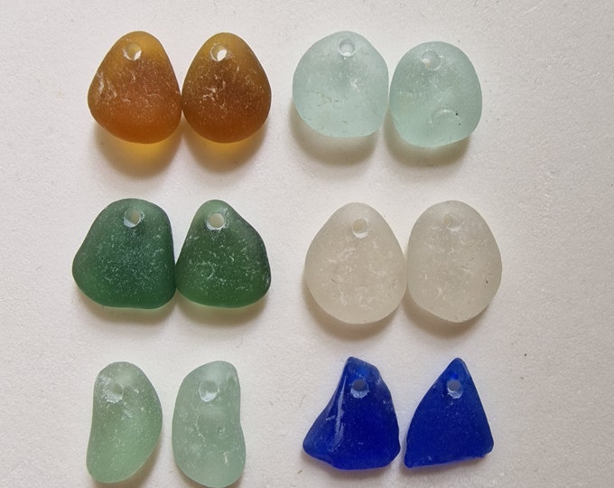 Genuine Seaham English Sea Glass Pieces in Various Shades. Top Drilled ...