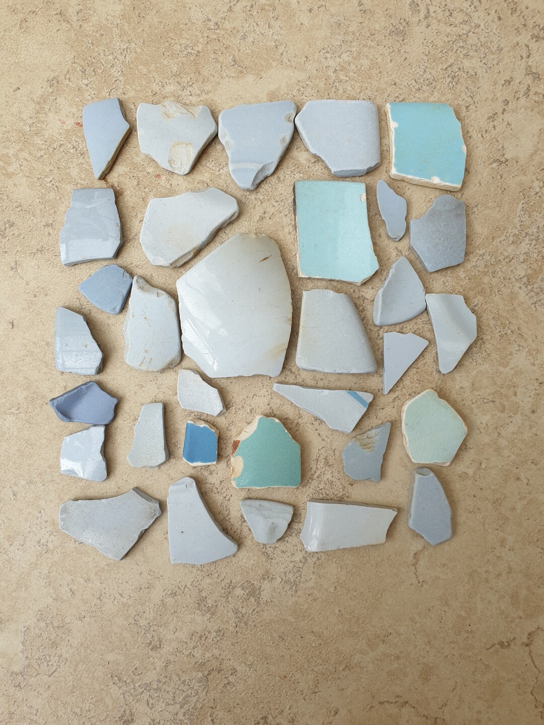 Genuine Sea Pottery/beach Pottery Finds. Mainly Blue Block Colours ...