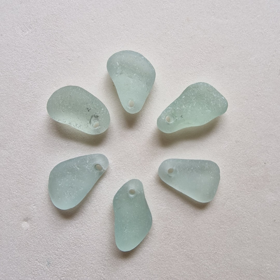 6x Genuine Seaham English Sea Glass Pieces in Shades of Pale Blue ...