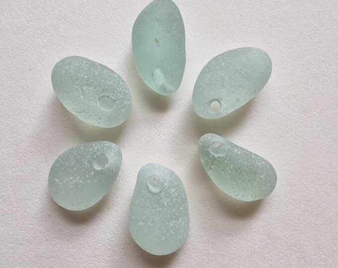 Genuine Seaham English Sea Glass Pieces in Pale Seafoam. Top Drilled ...