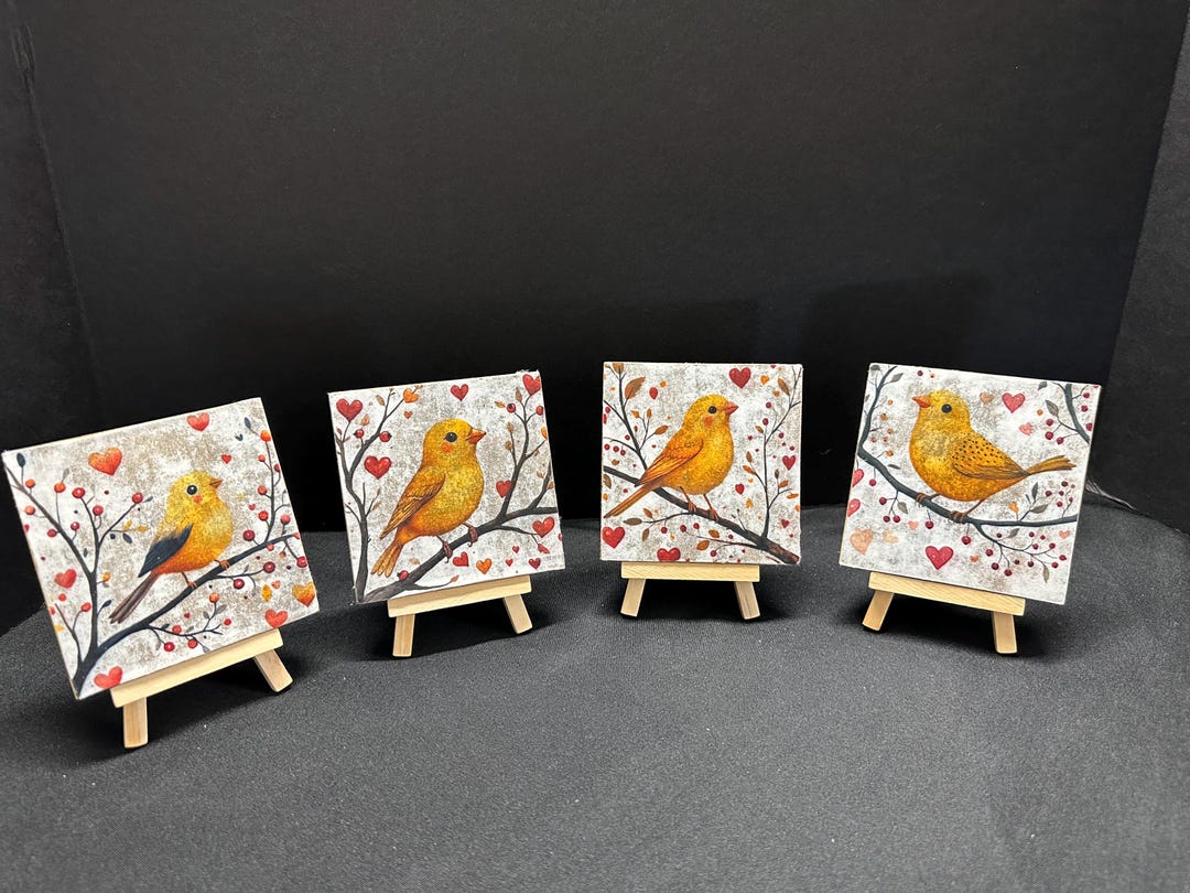 Folk Art Decor, Rustic Wood Mini Plaques, Easel Display, Whimsical ...