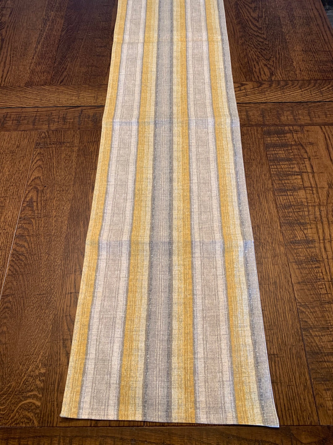 Yellow Gray Tones Striped Linen Table Runner, Various Lengths/canary - Etsy