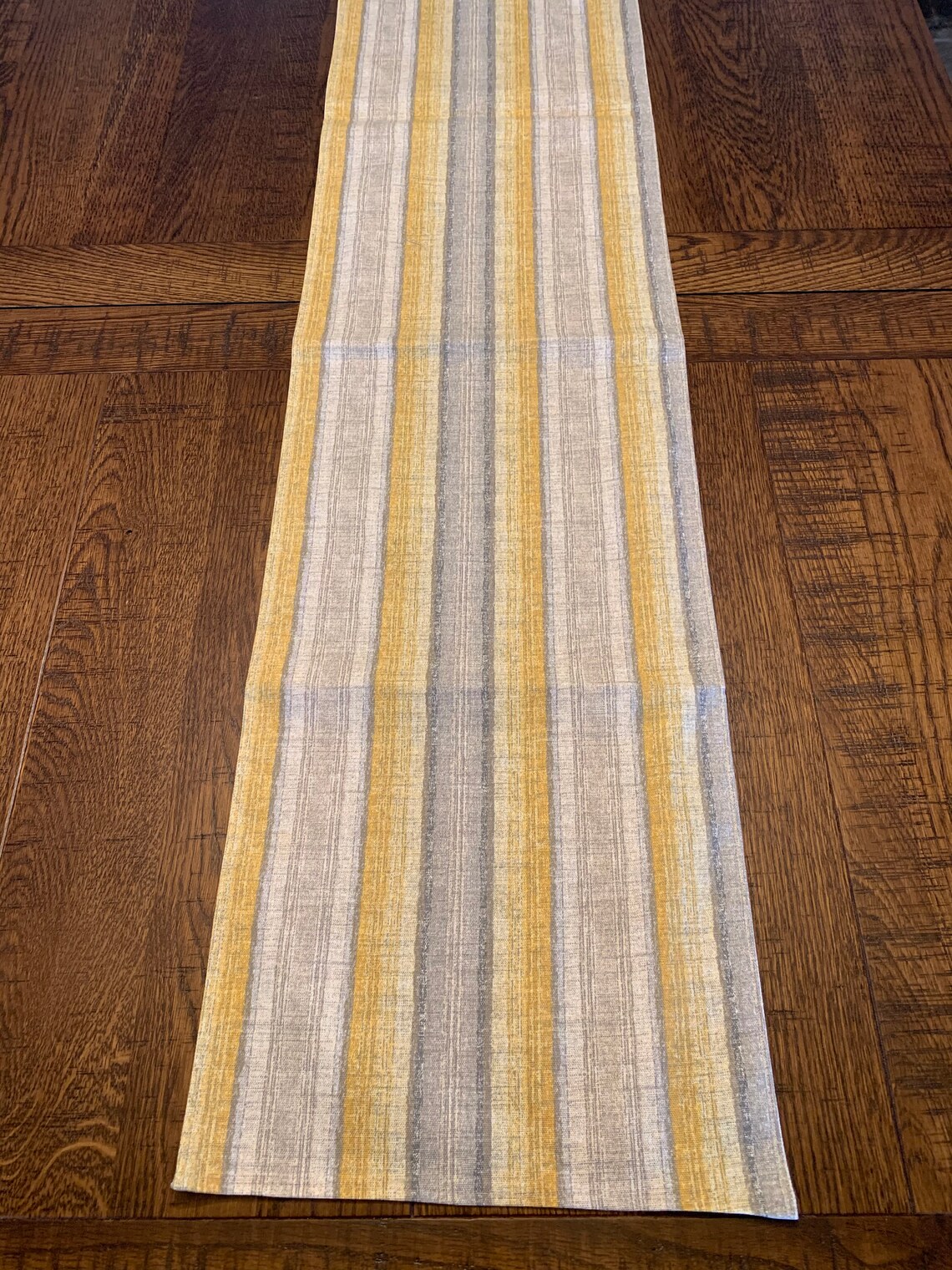 Yellow Gray Tones Striped Linen Table Runner Various | Etsy