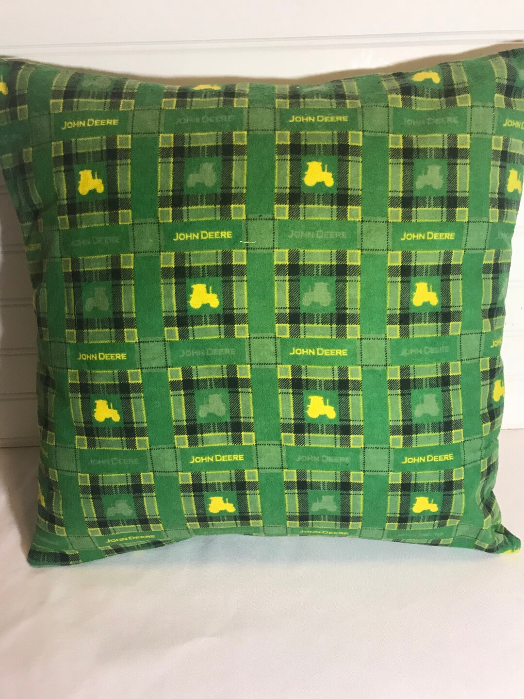John Deere Tractor/ Plaid/ 16 X 16/18 X 18/flannel Pillow Cover/accent ...