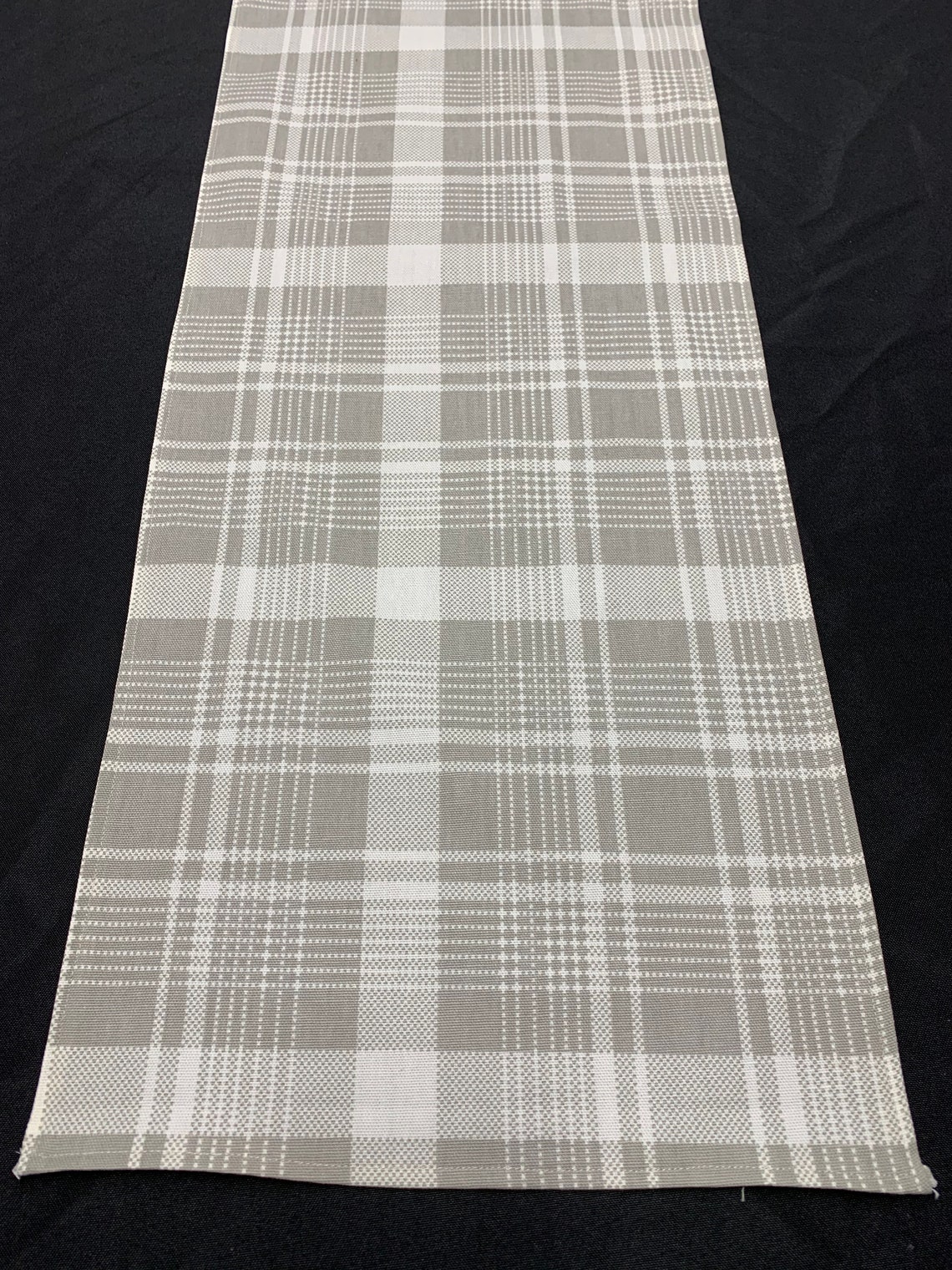 Two Tone Grey Plaid Linen Table Runner Various Lengths/ - Etsy