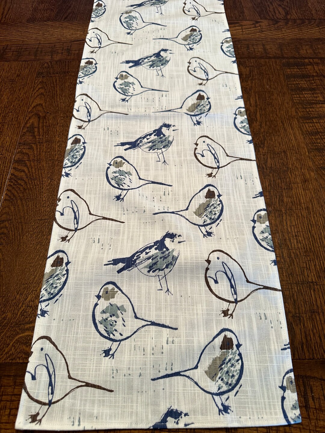 NEW Birds Regal Blue Birds Cotton Duck Linen Table Runner, Various ...