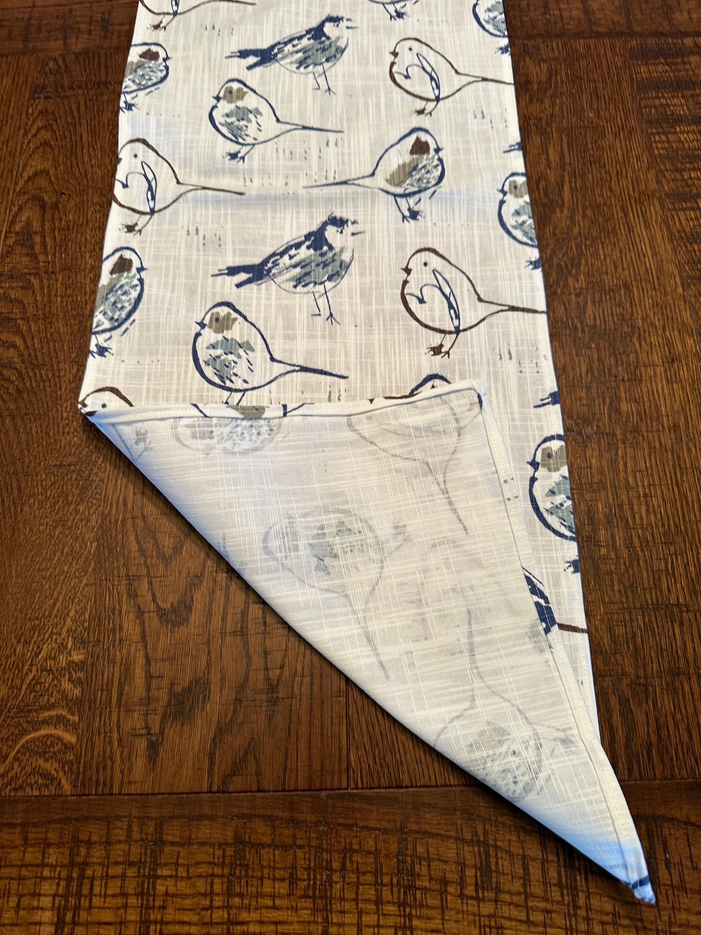 NEW Birds Regal Blue Birds Cotton Duck Linen Table Runner, Various ...