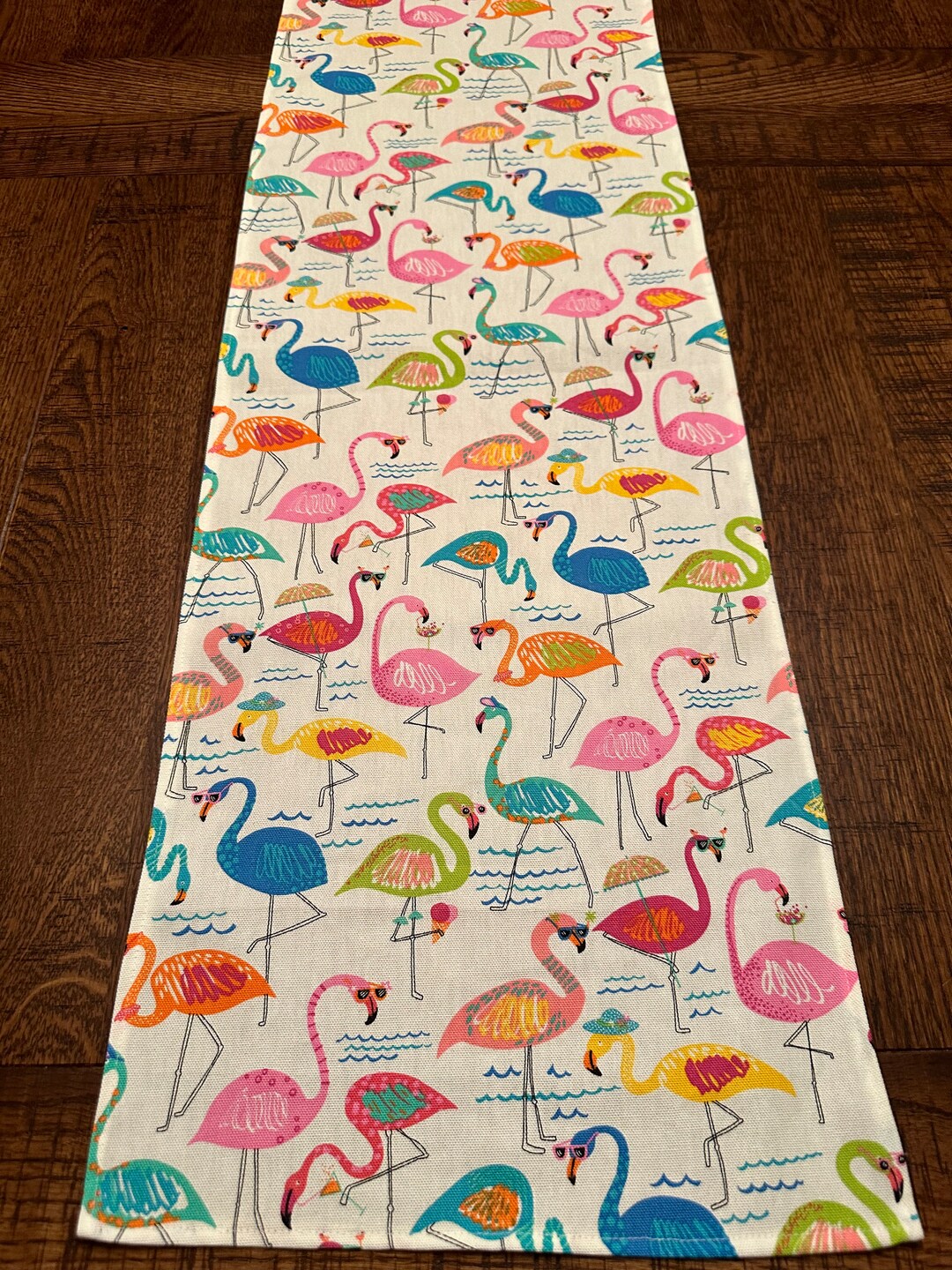 New Colorful Fun Flamingo Diva Cotton Canvas Linen Table Runner ...