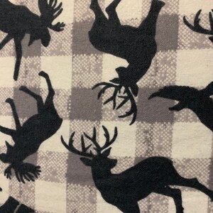 Gray Plaid Bear Moose Deer Eagle animals Are Dark Gray Plaid - Etsy