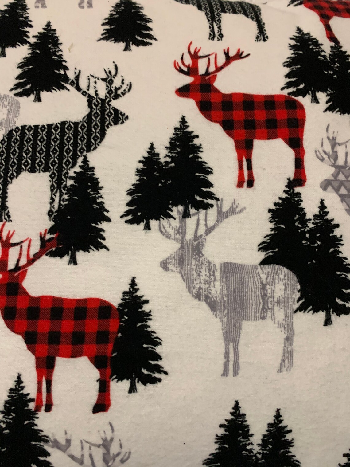 Patterned Deer in Woods Buffalo Plaid/16 x 16/ | Etsy