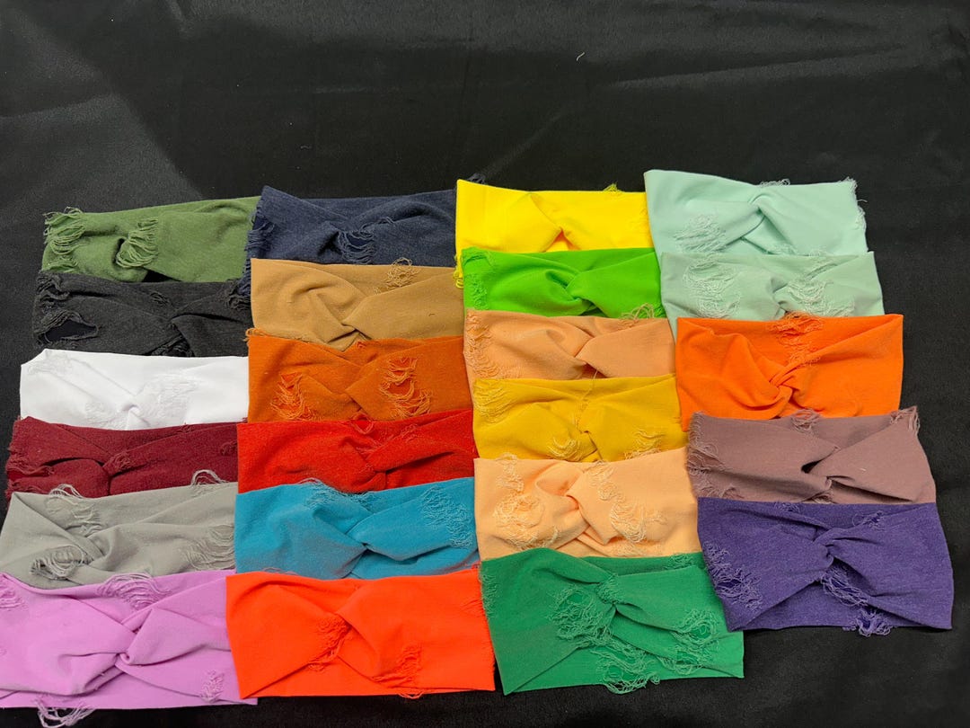 23 Different Distressed Solid Women's Stretchy Twisted Knot Turban ...