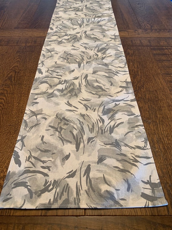 NEW Tan Gray Abstract Floral Watercolor Cotton Linen Table - Etsy