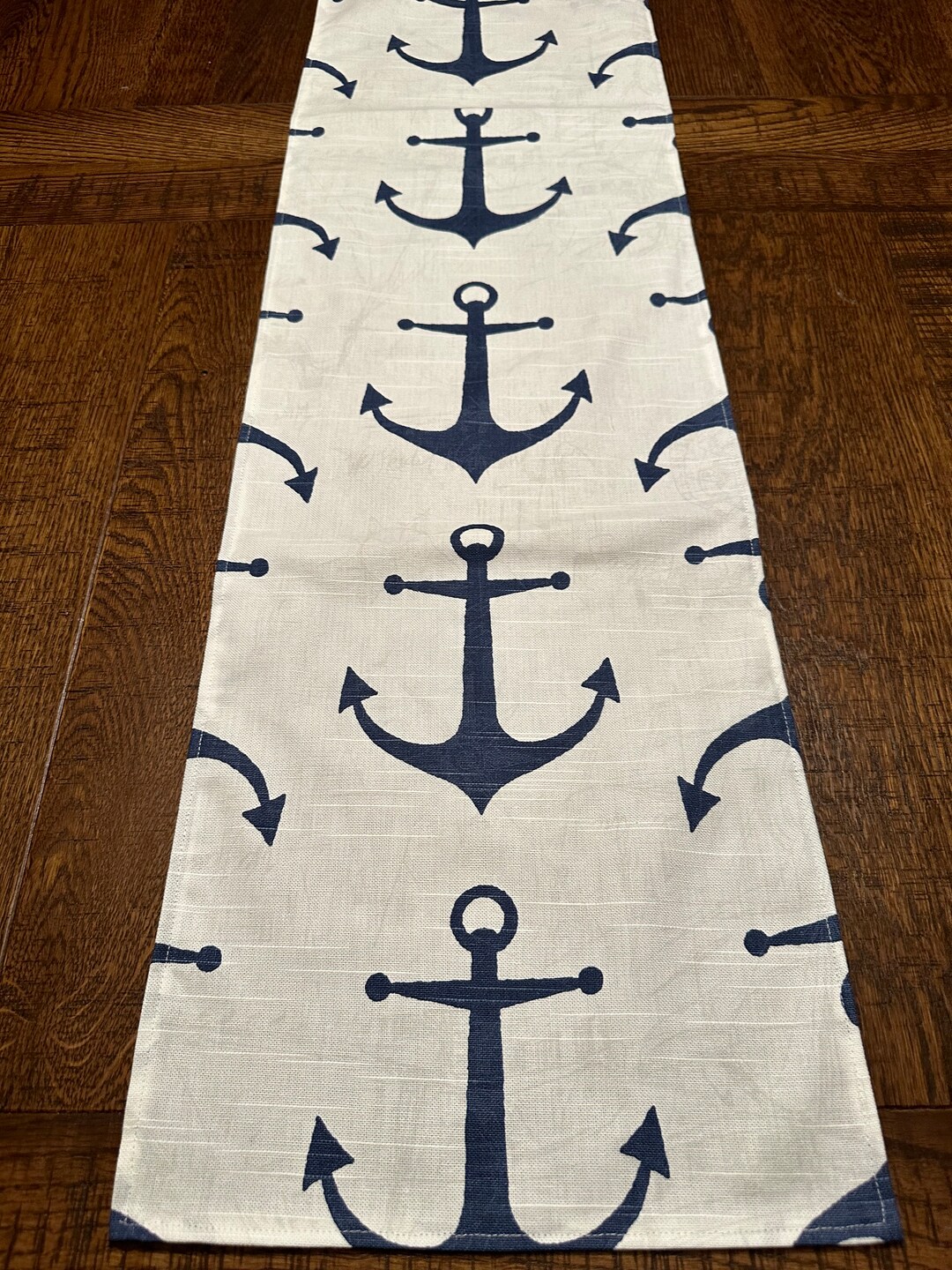 NEW Navy Anchors on White Cotton Duck Linen Table Runner, Various ...