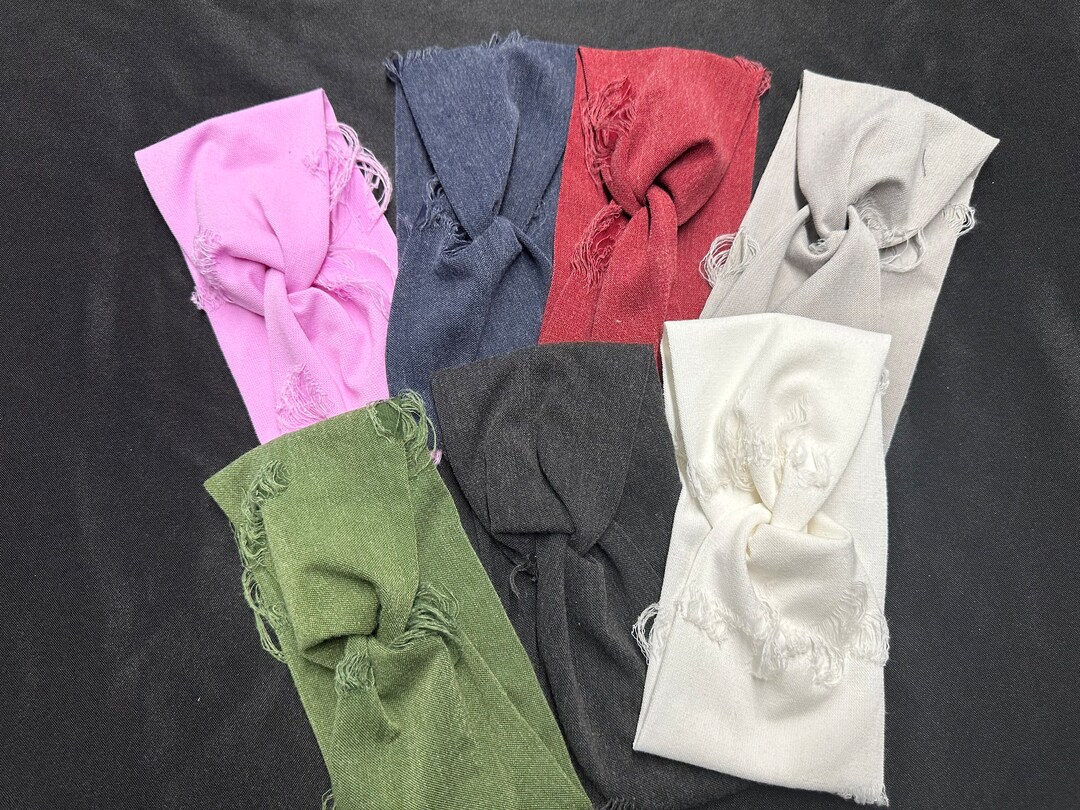 11 Different Distressed Solid Women's Stretchy Twisted Knot Turban ...