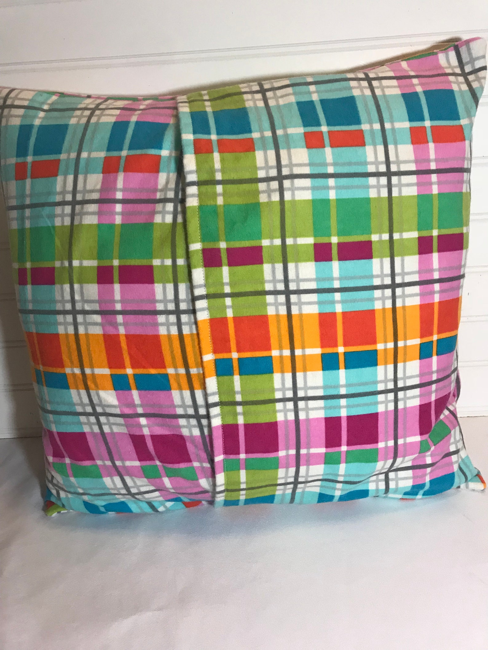 Bright Multi Color Plaid Flannel Pillow Cover/ 18 X - Etsy UK