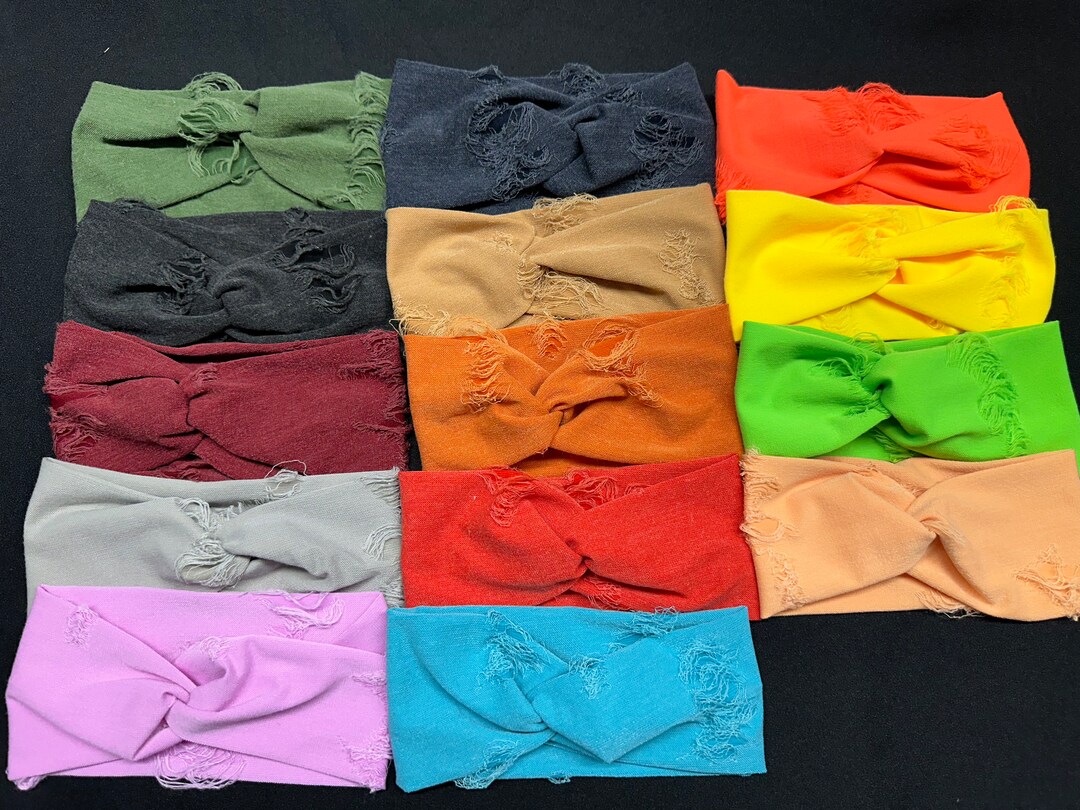 15 Different Distressed Solid Women's Stretchy Twisted Knot Turban ...