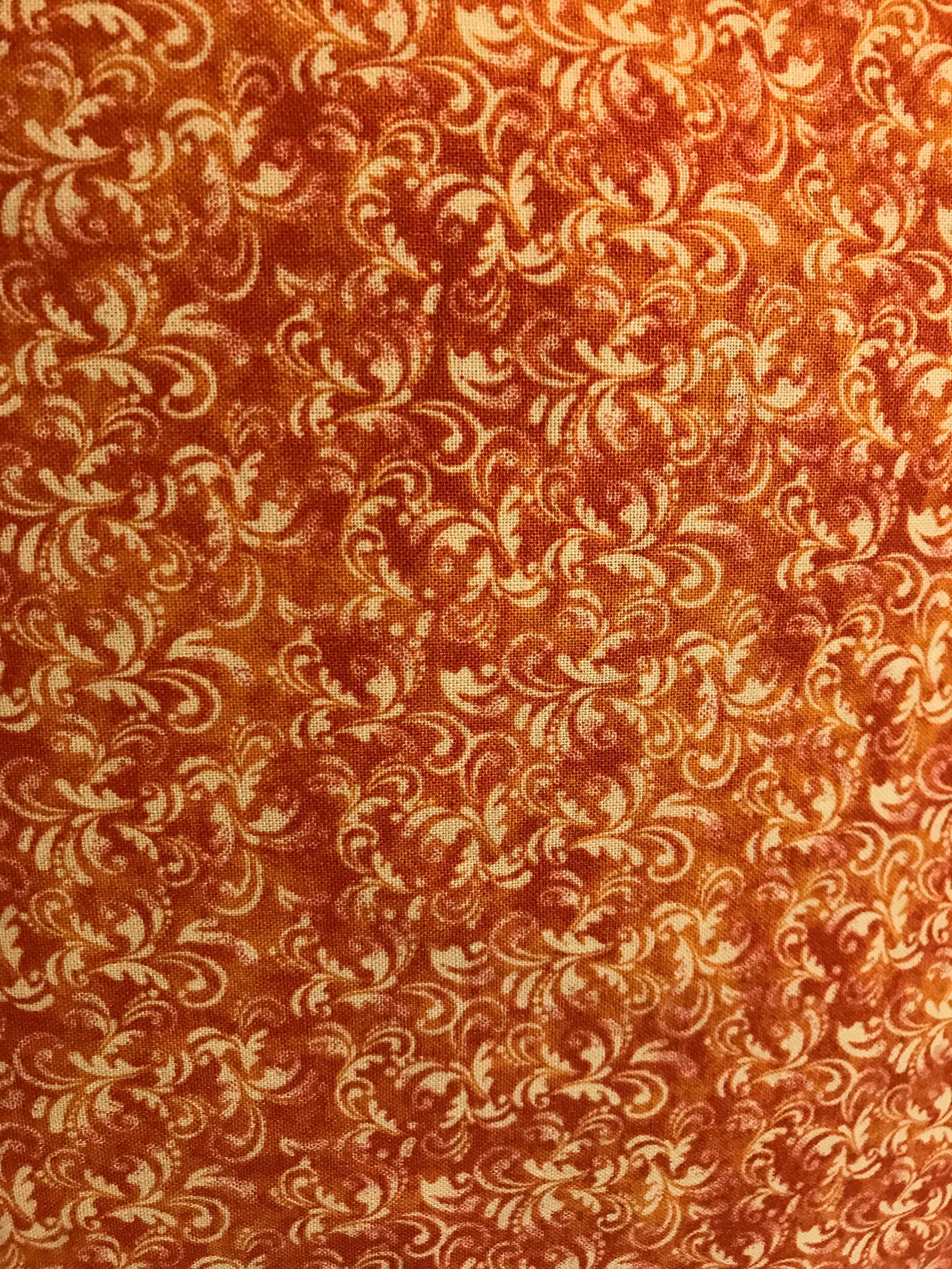 Leaves/scroll on Orange/ 16" X 16"/18" X 18"/ Cotton Pillow Cover ...