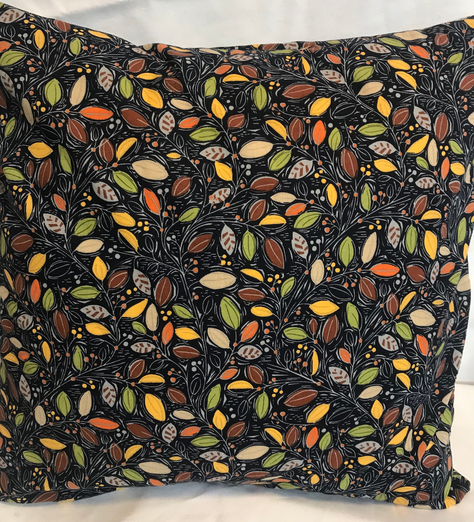 Fall Leaves on Dark Gray/ 16" X 16"/18" X 18"/ Cotton Pillow Cover ...