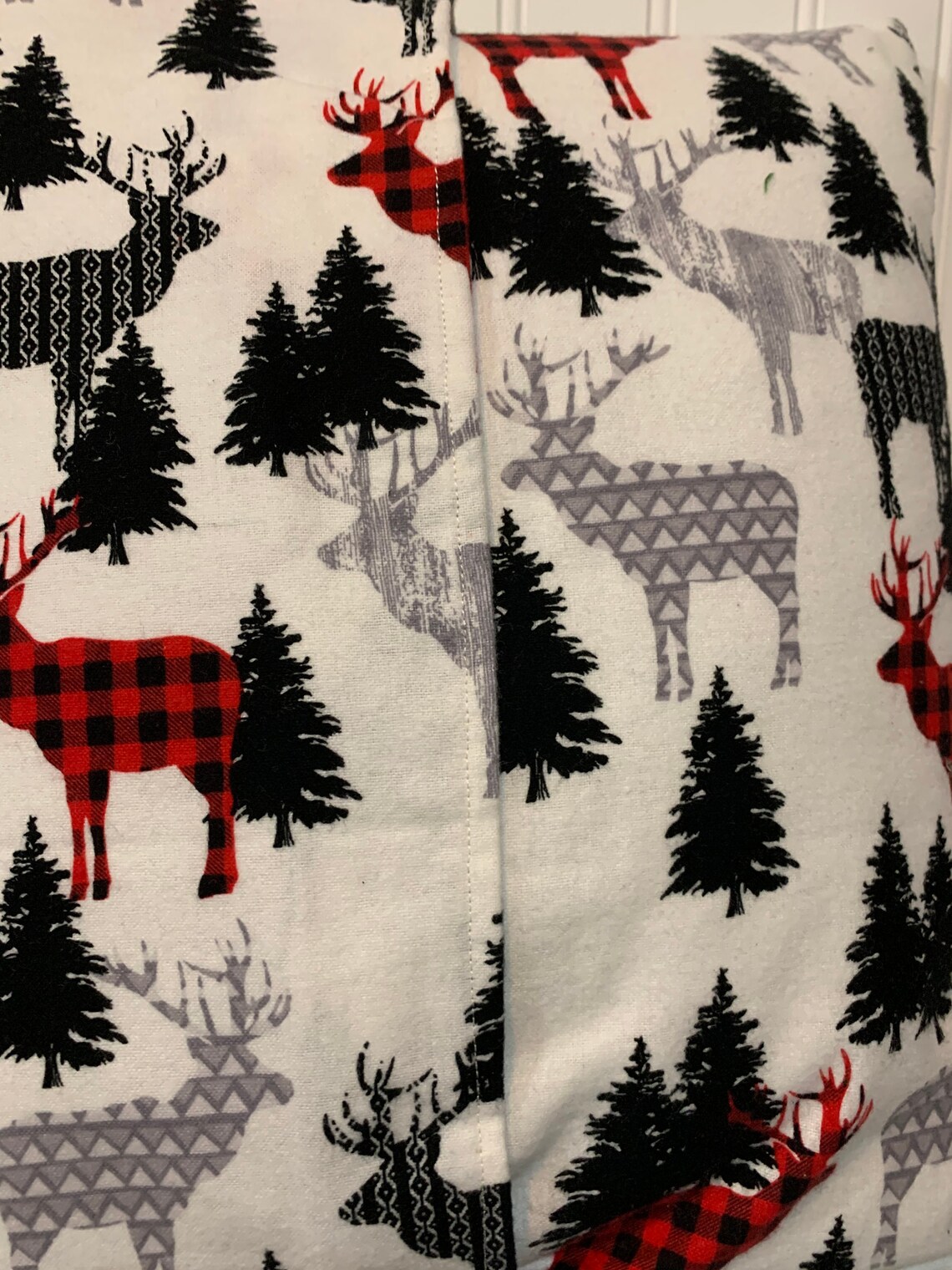 Patterned Deer in Woods Buffalo Plaid/16 x 16/ | Etsy