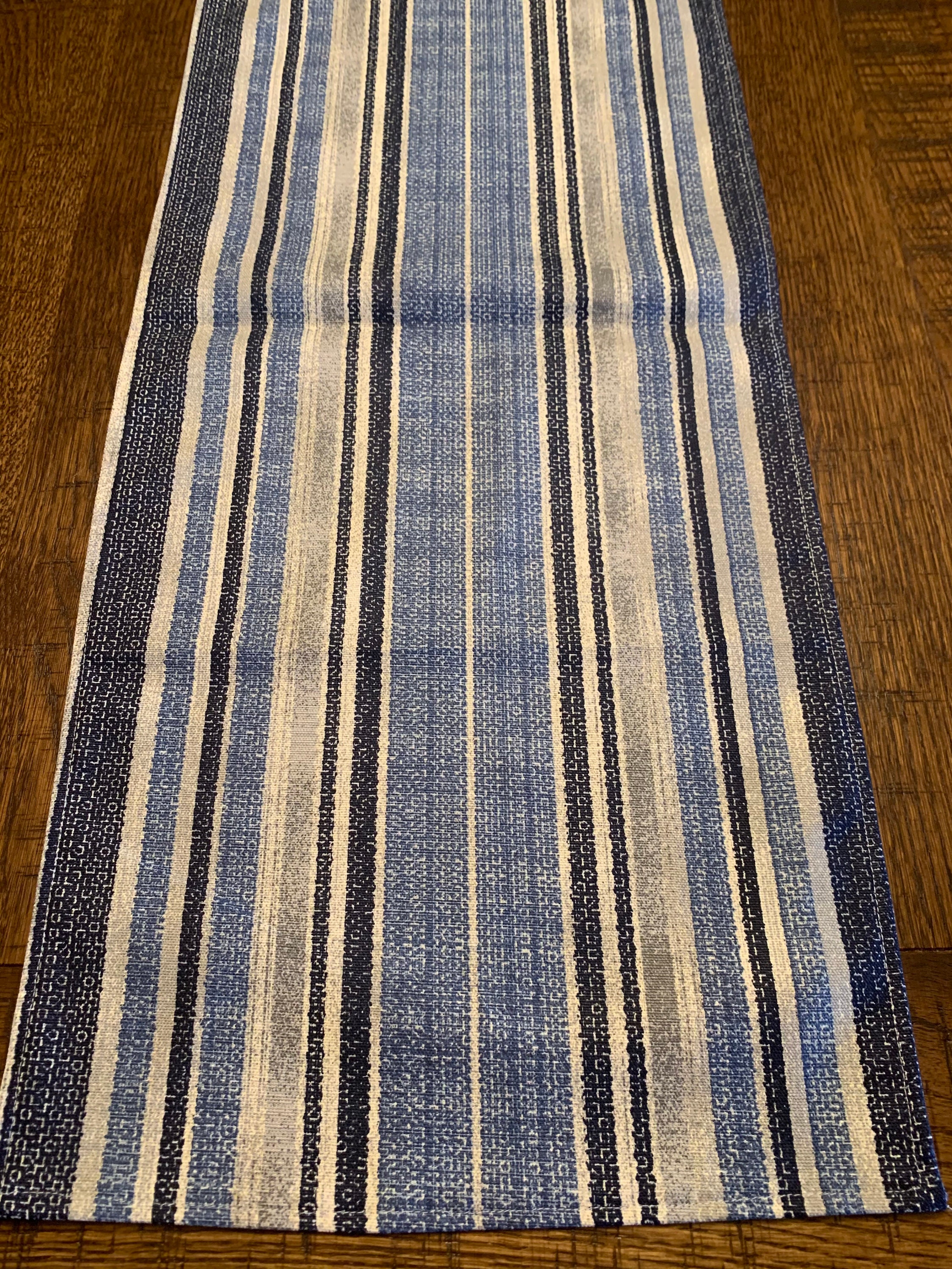 Navy and Blues Striped Linen Table Runner, Various Lengths/ - Etsy