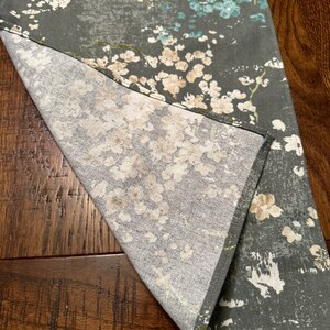 NEW Dewdrop Gray With Tan and Light Teal Canvas Linen Table Runner ...