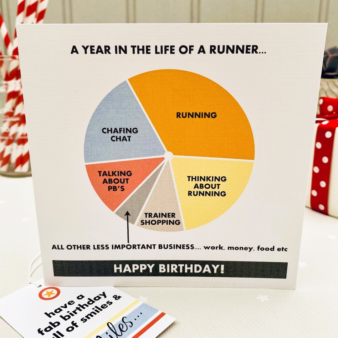 Runner Birthday Card and Gift Tag. Marathon Runner Birthday Card ...