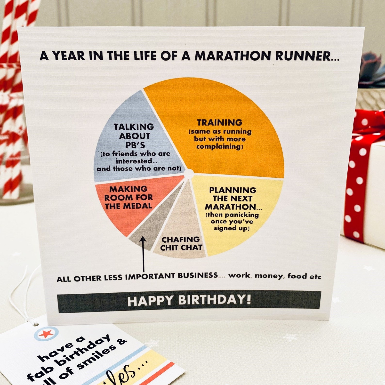 Runner Birthday Card and Gift Tag. Marathon Runner Birthday Card ...