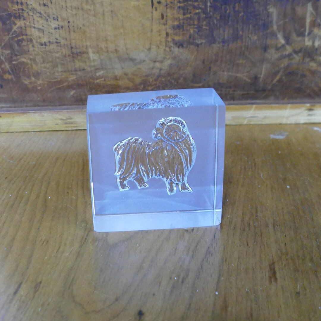 Vintage Crystal Aries Ram Etched Glass Paperweight - Etsy