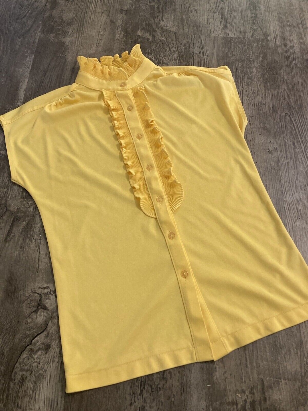 Vintage 1970s-1980s Contemporary Classics Yellow Ruffled Shirt Size S ...