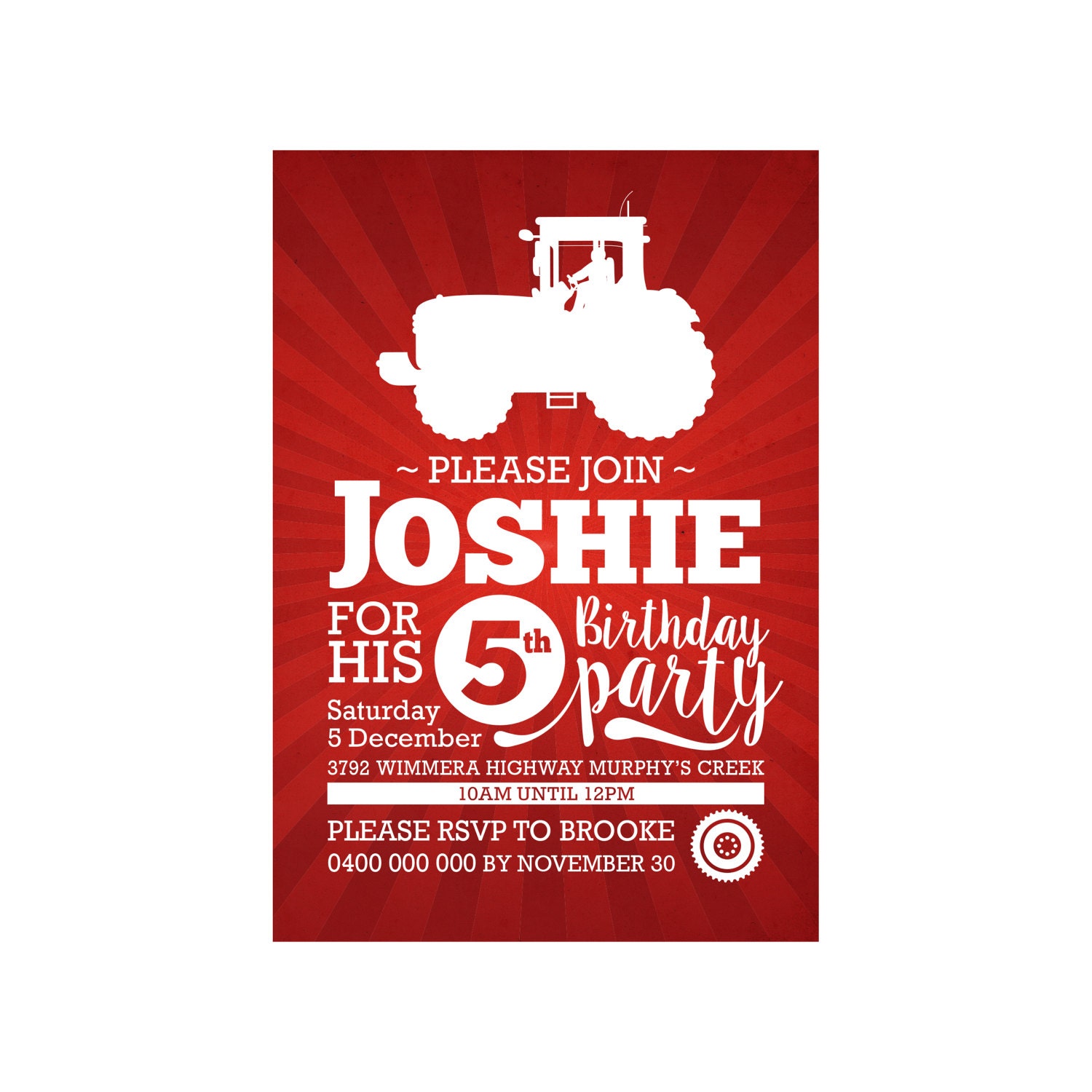 Kids Birthday Printed TRACTOR Invitations Envelopes. Great - Etsy