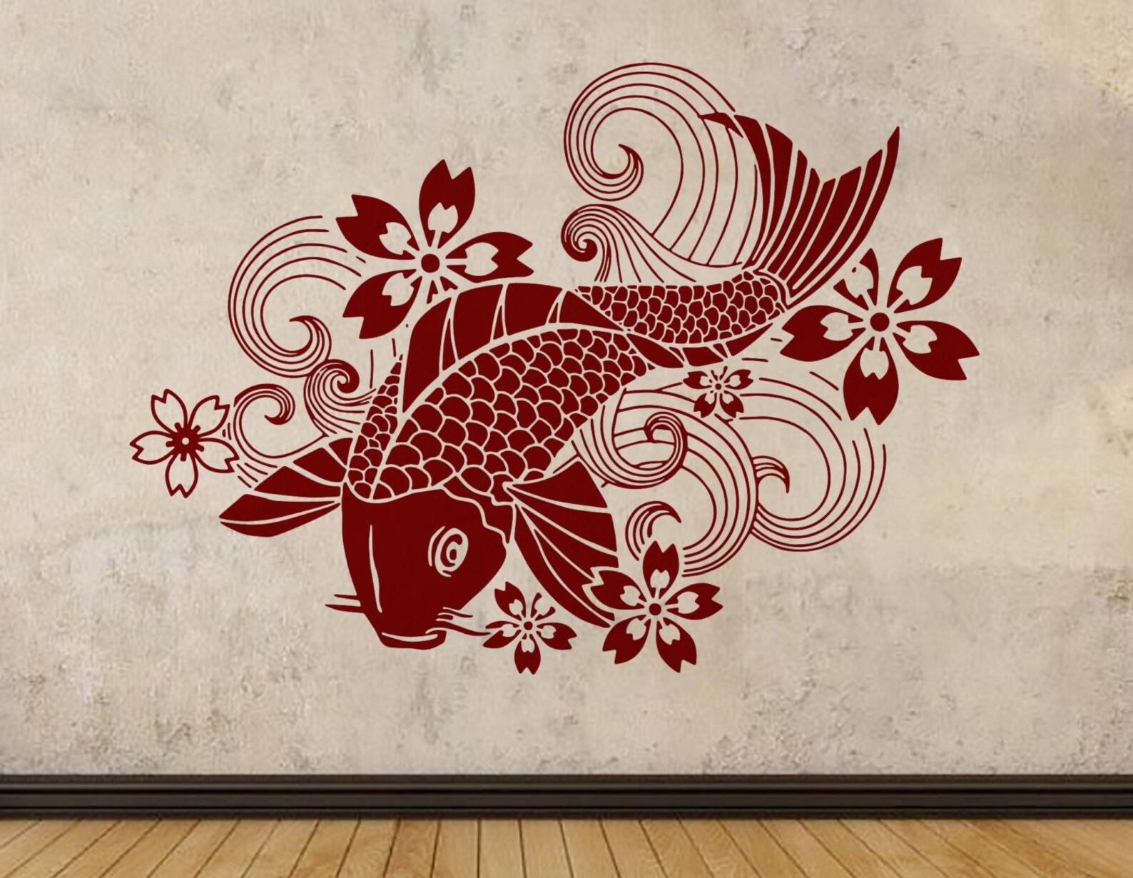 Koi Carp Design Decal Wall Sticker 79cm X 58cm - Etsy
