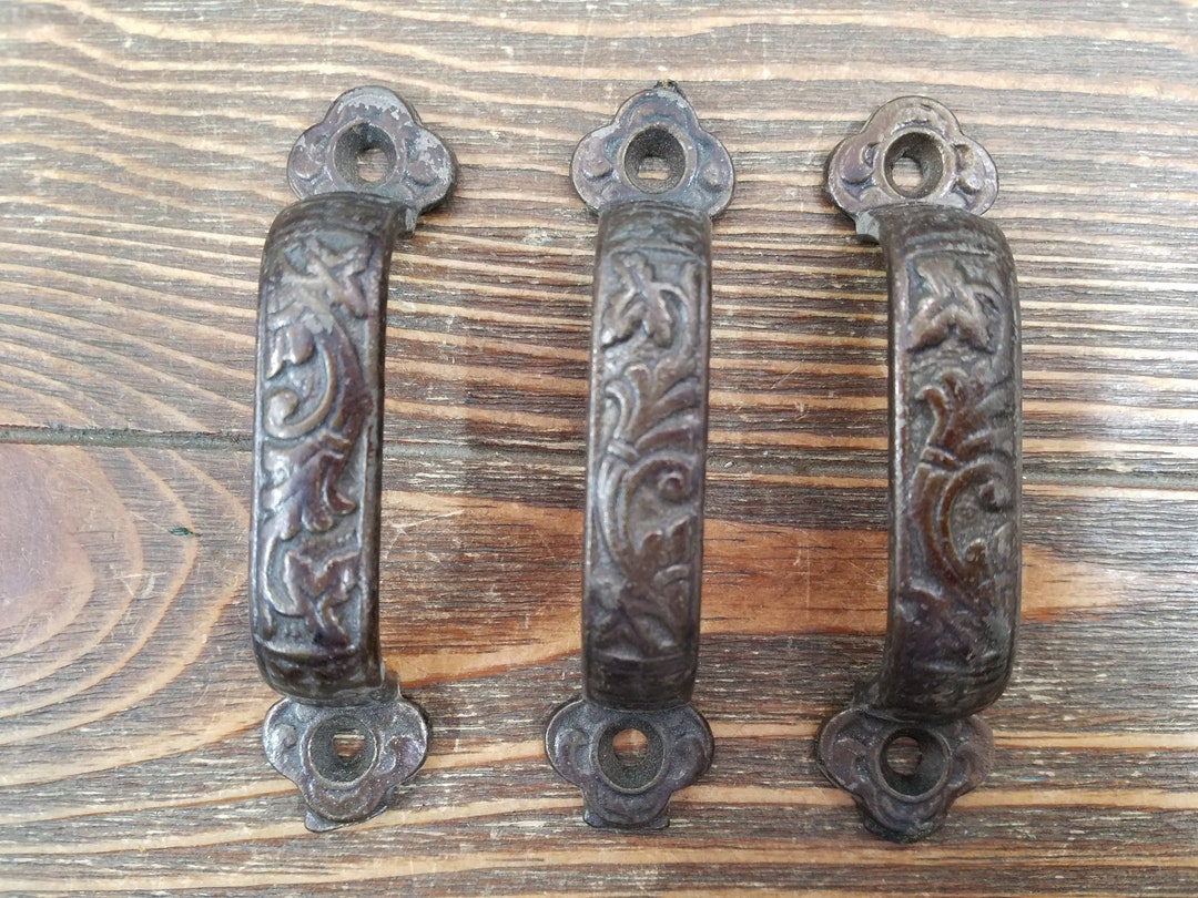 Drawer Pulls, Antique Drawer Pull Handles, Cast Iron Eastlake Foliate ...