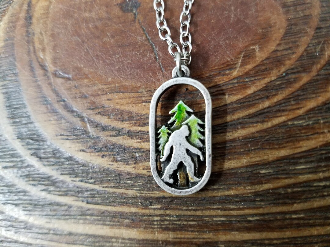 Bigfoot Necklace, Sasquatch Pendant With Chain, "bigfoot in the Forest ...