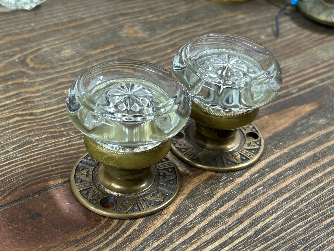 Antique Door Knob, Dummy Knob, Round Glass Knobs on Cast Bronze Mallory ...