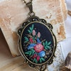 Embroidered Locket,roses, For-get-me Not Pendant, Embroidery Jewelry ...